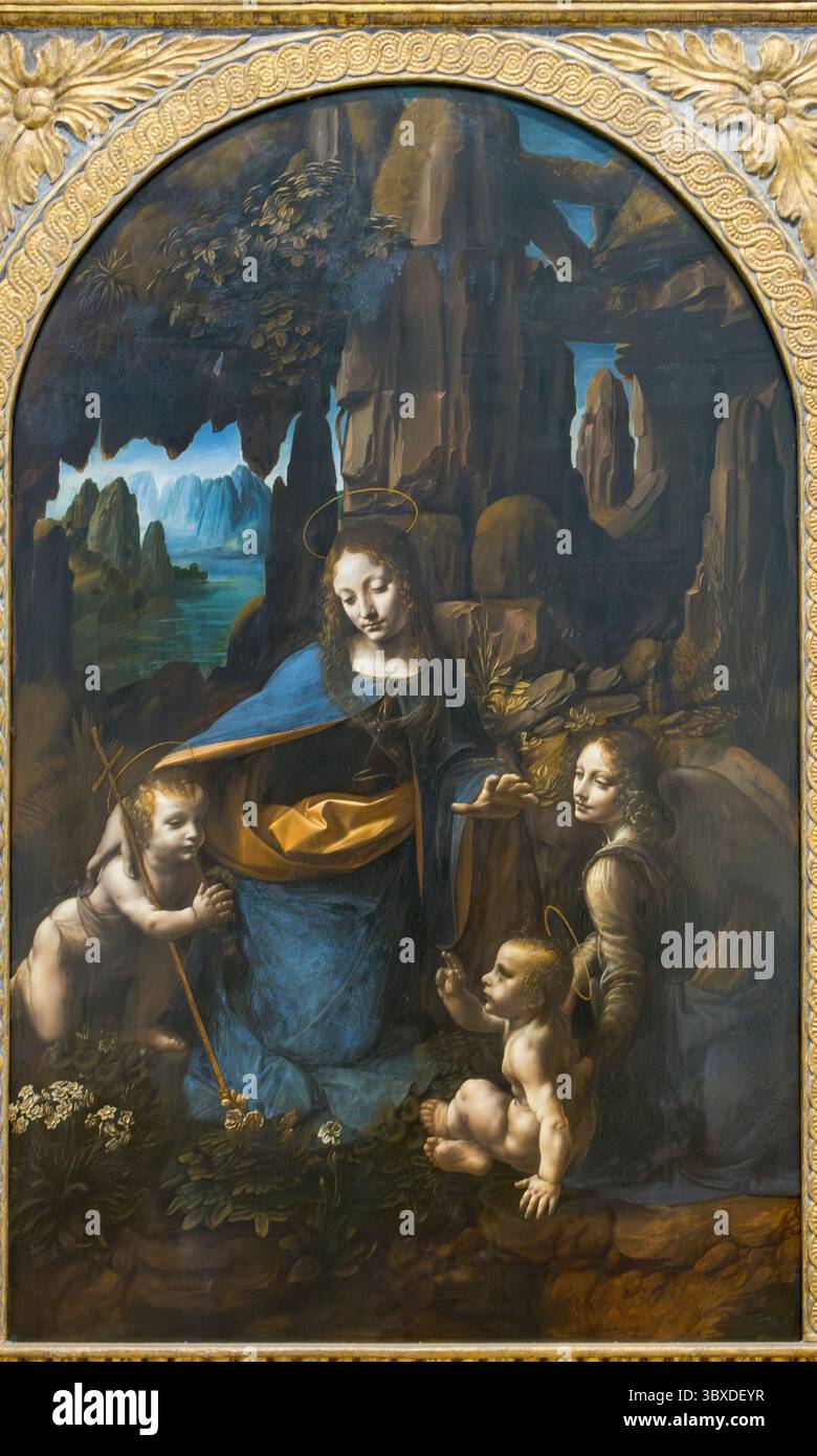The Virgin of the Rocks, oil painting by Leonardo da Vinci, c. 1508 ...
