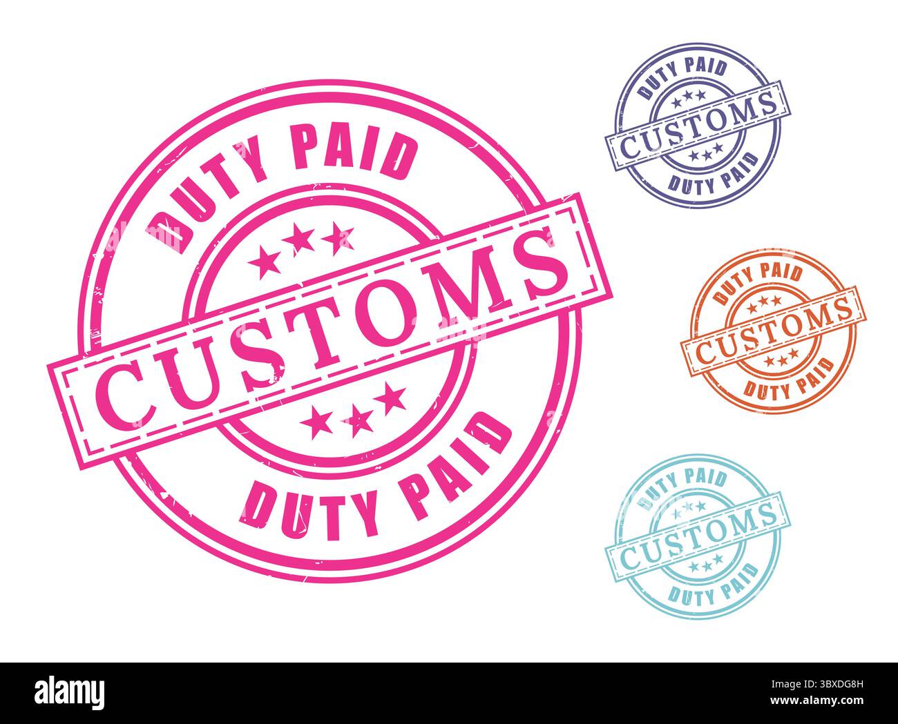 A Customs Duty Paid Certified Stamp Collection, Grunge Rubber Import ...