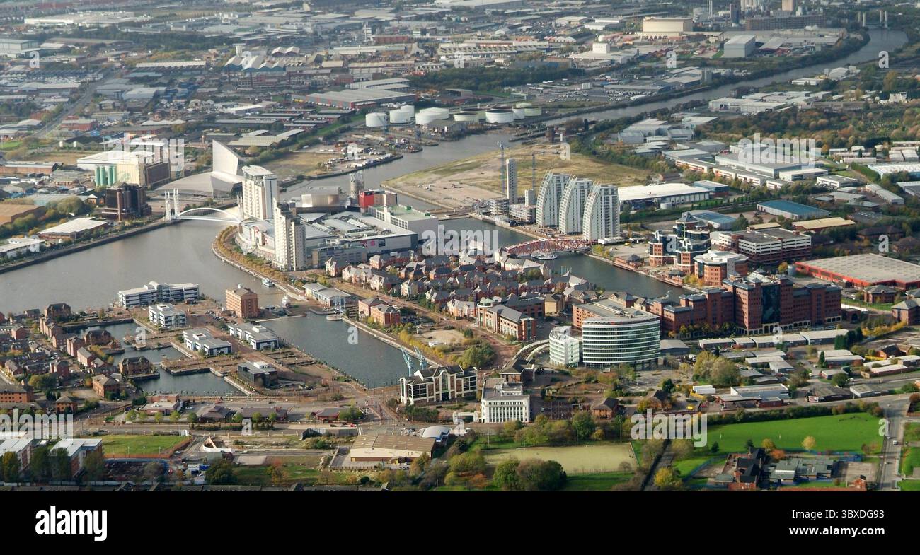 An archival aerial photograph of Salford Quays, site of Current Media ...