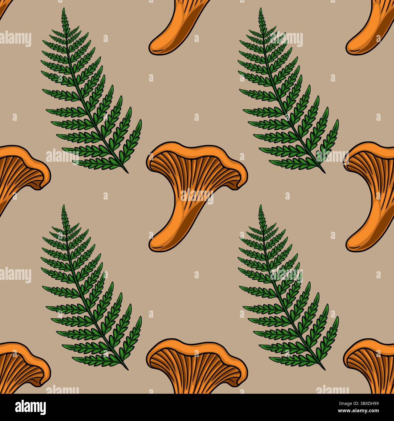 Orange autumn fern Stock Vector Images - Alamy