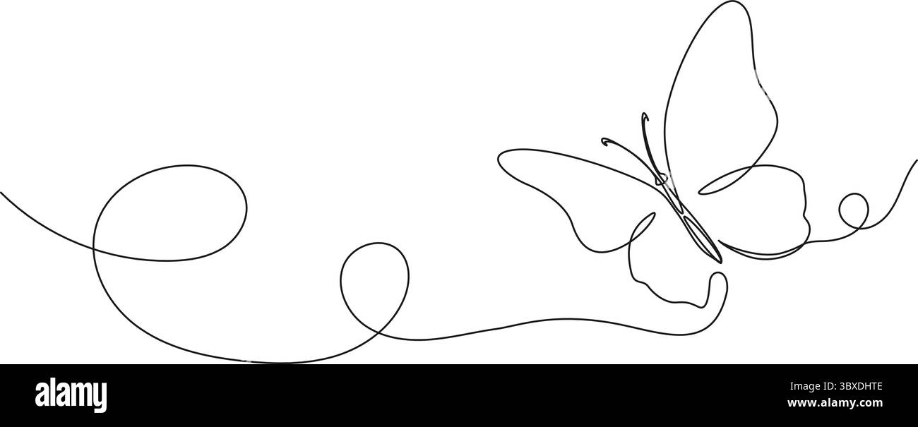continuous single line drawing of a butterfly, line art vector ...
