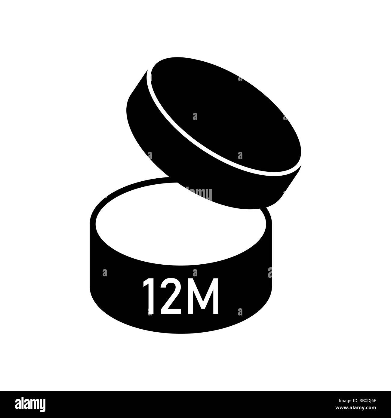 Period icon symbol. Cosmetic jar figure. Shelf life Vector. Black 12M ...