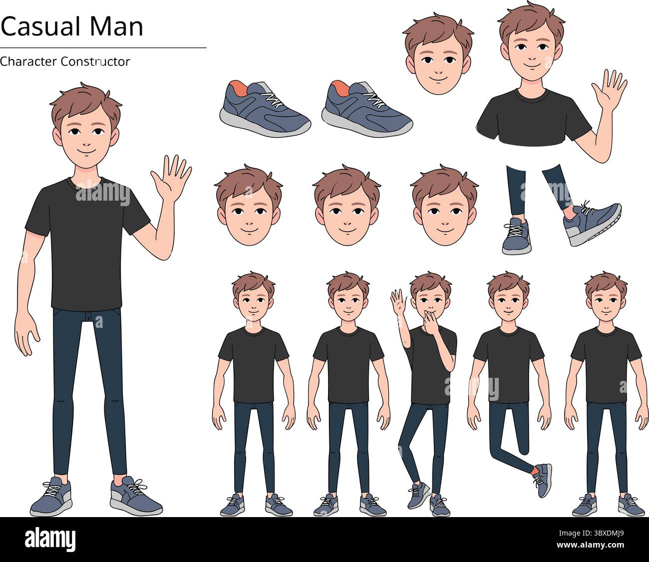 Customizable Casual Man Character Constructor: Versatile Outfits, Poses ...