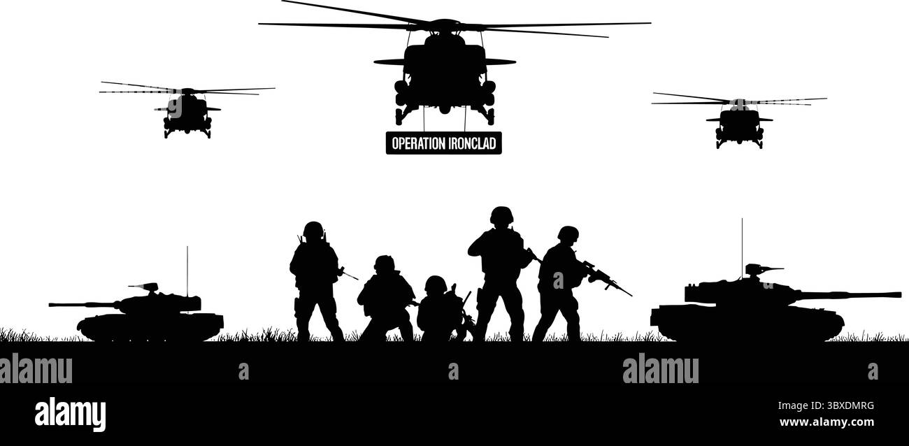 United Front: Silhouette of Military Personnel in Formation, Saluting ...