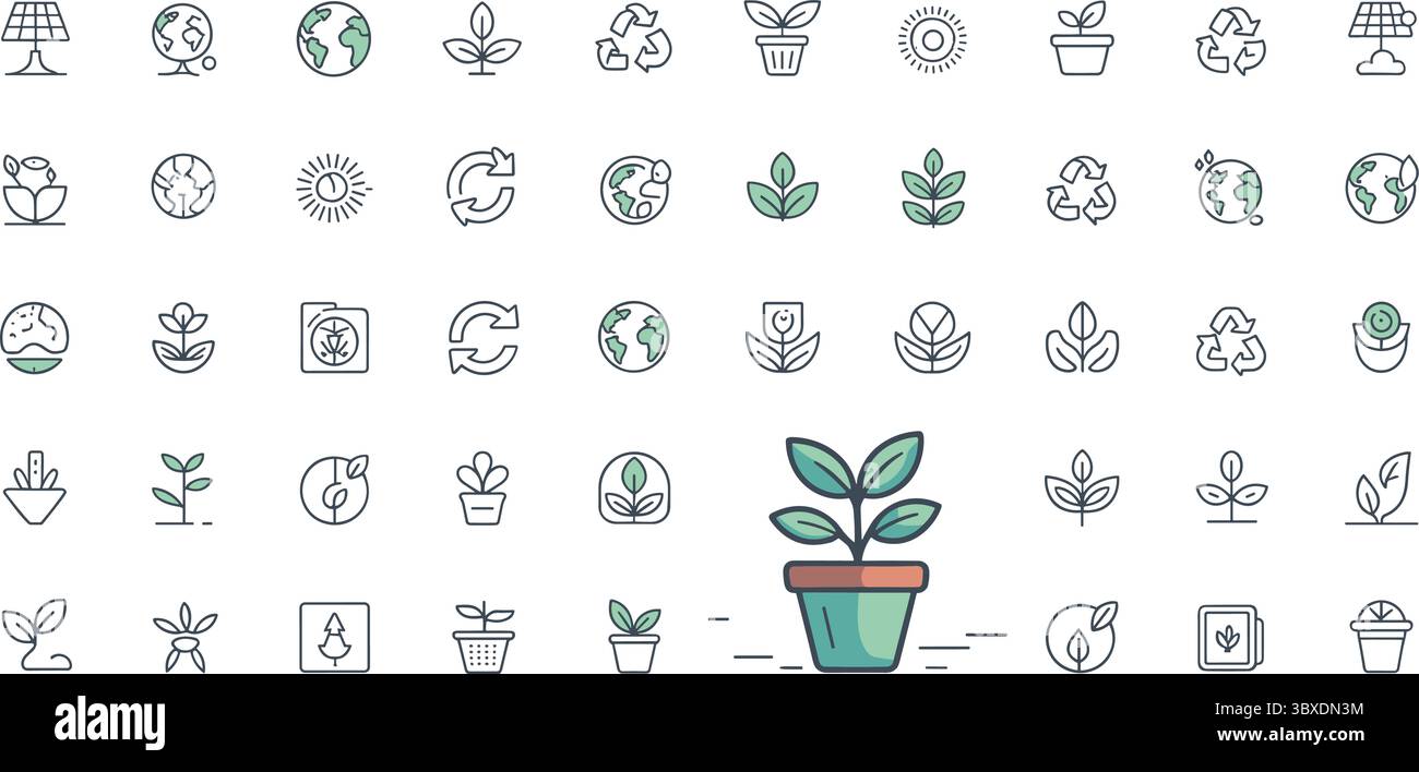 Sustainability and Eco-Friendly Icons: Minimalist Line Art Set for ...
