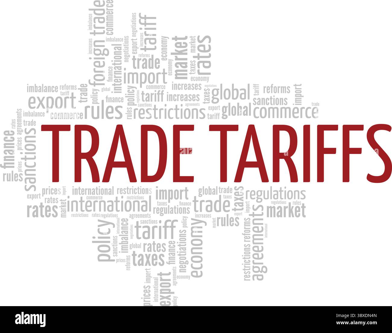 Trade Tariffs word cloud conceptual design isolated on white background ...