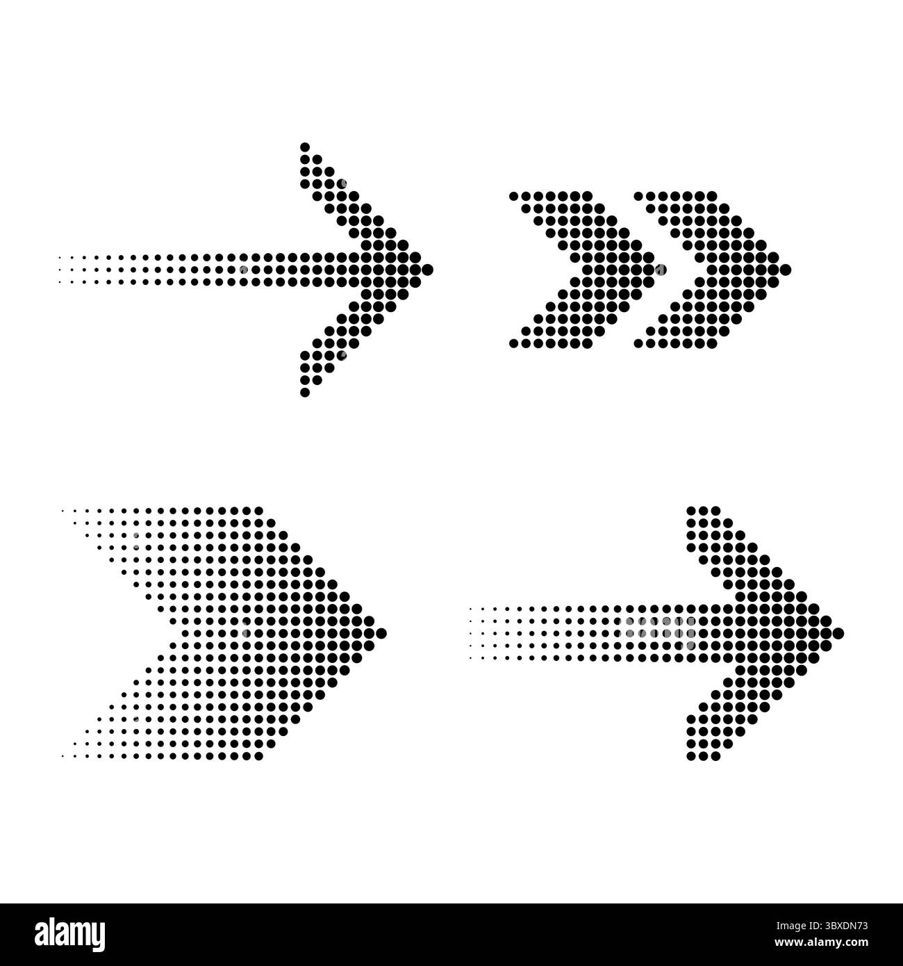 Dotted arrow icons. Halftone pixel effect. Direction pointer Vector ...