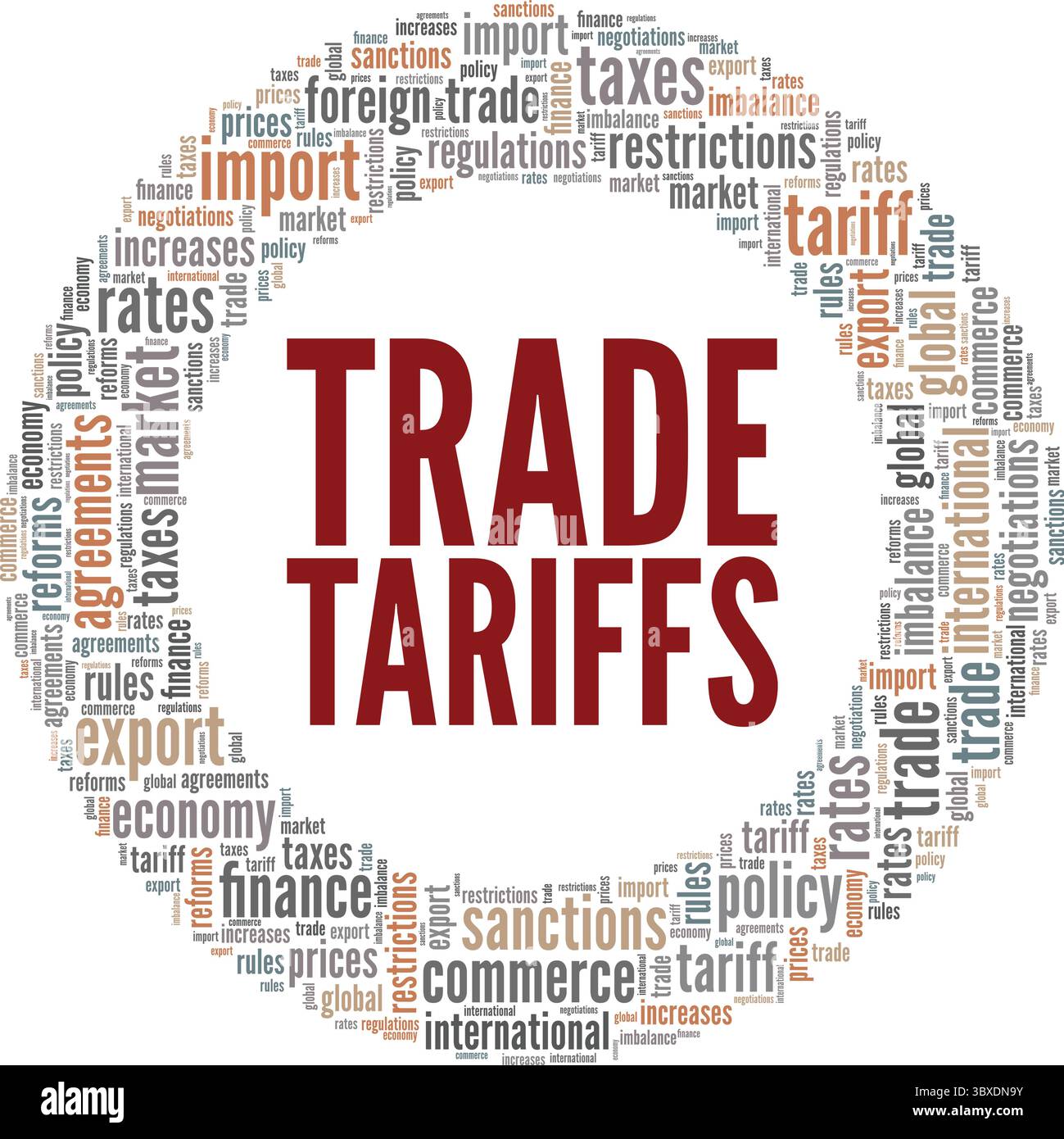 Trade Tariffs word cloud conceptual design isolated on white background ...