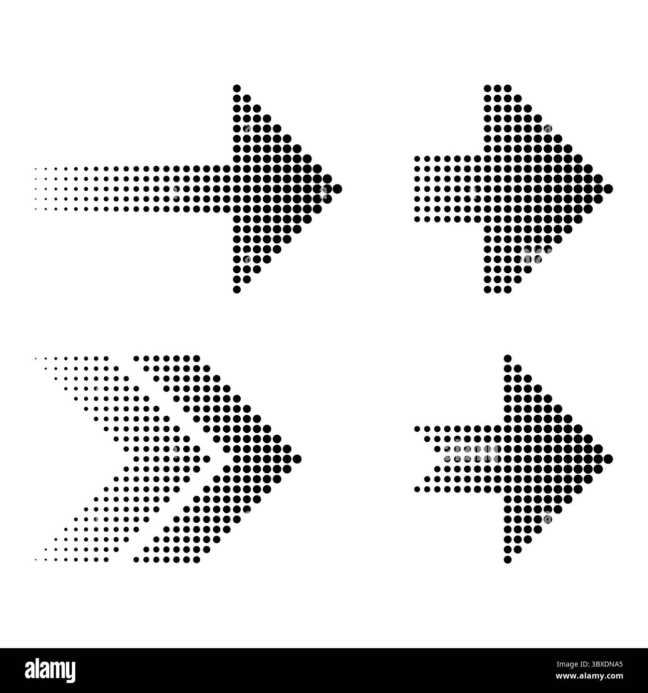 Halftone arrow set. Dotted direction icons. Pixel gradient Vector ...