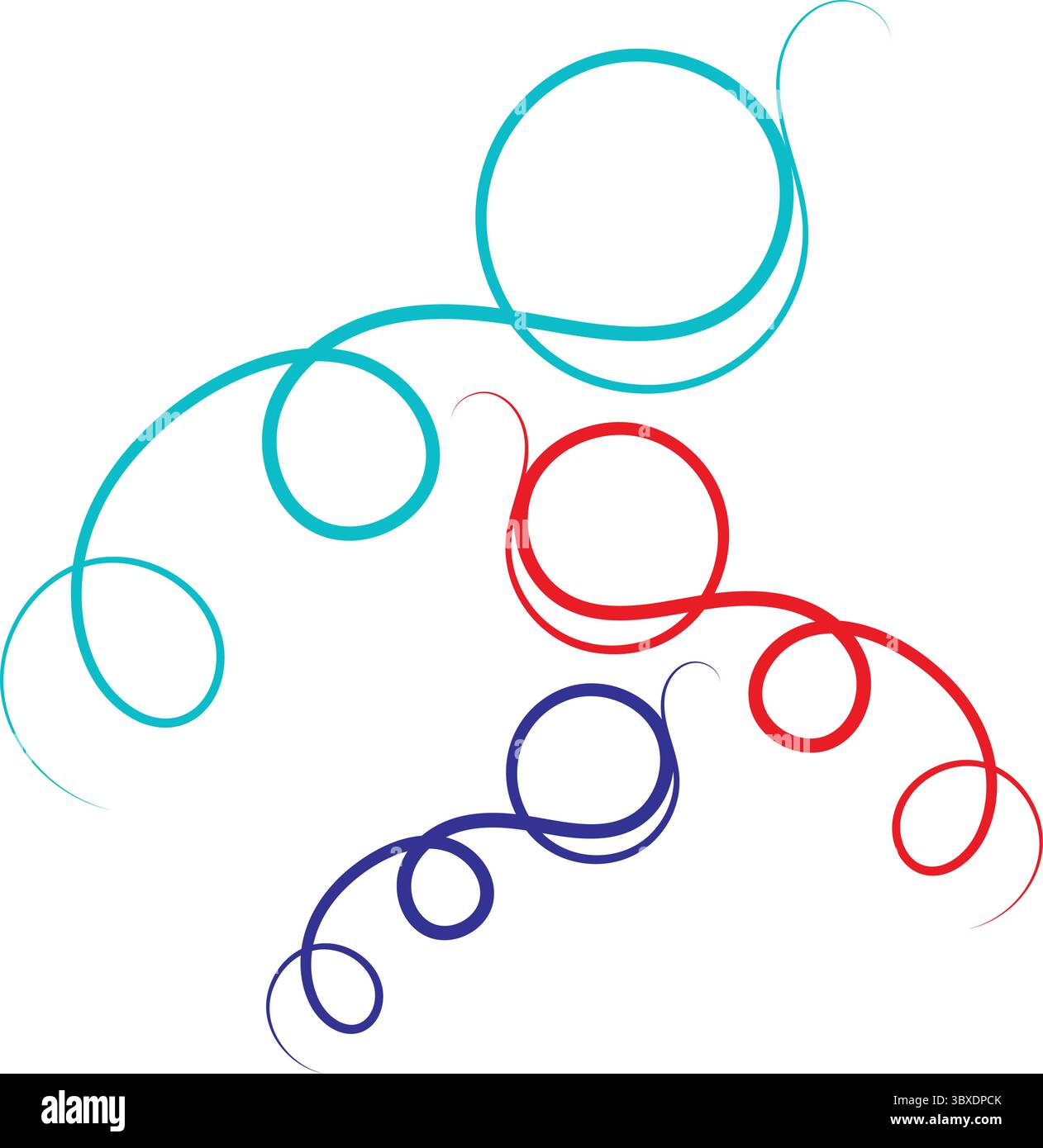 Abstract Colorful Swirl Line Art in Red, Blue, and Cyan, Decorative ...