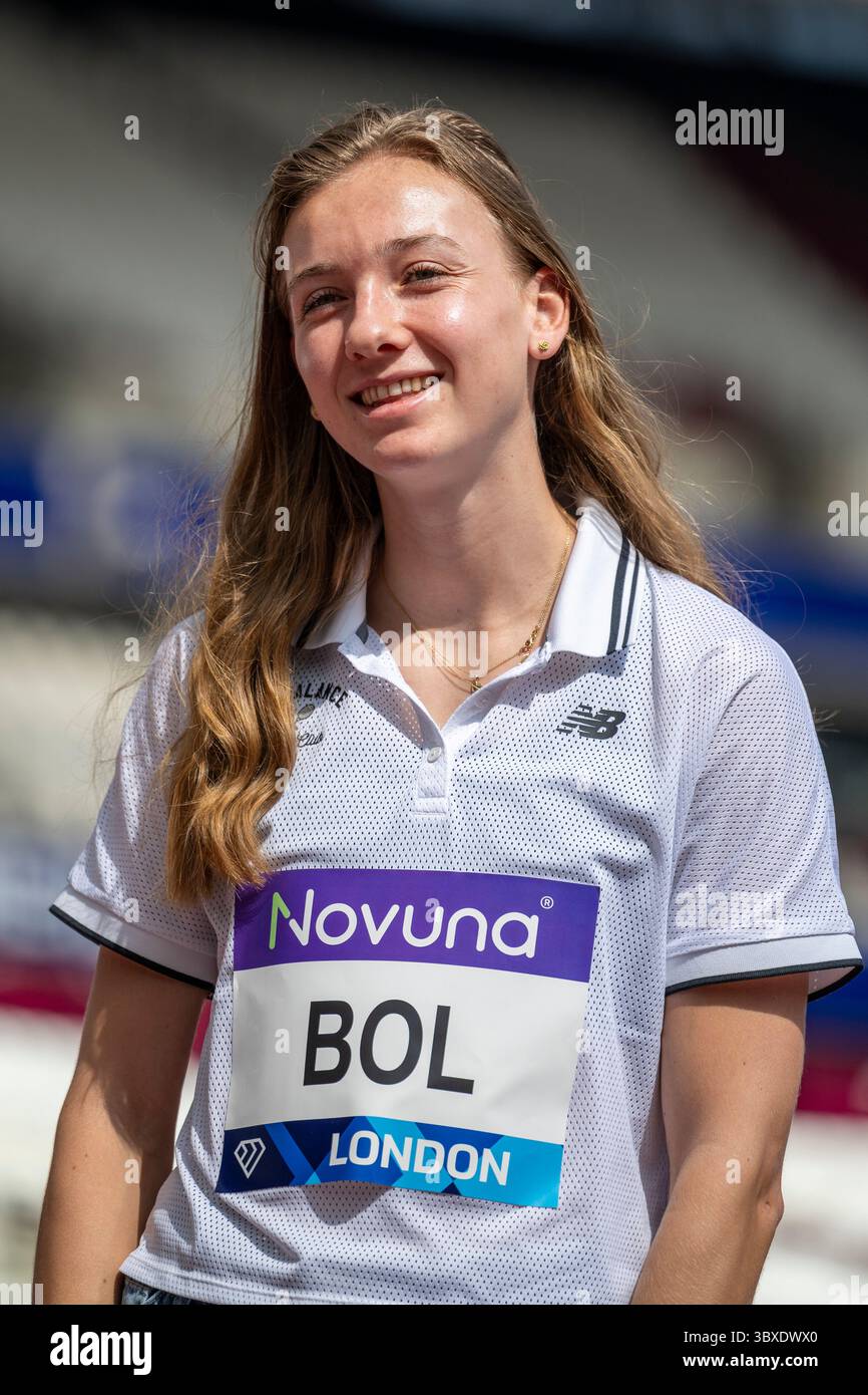 London, UK. 18 July 2025. Femke Bol, 400M, hurdles (Netherlands) at a ...