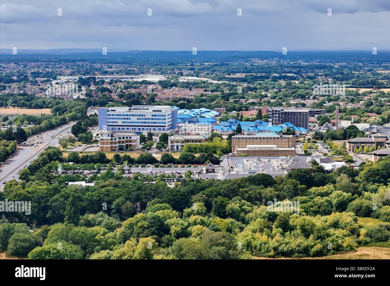 Bournemouth, Dorset, UK. 18th July 2025. UK Weather. Aerial view The ...