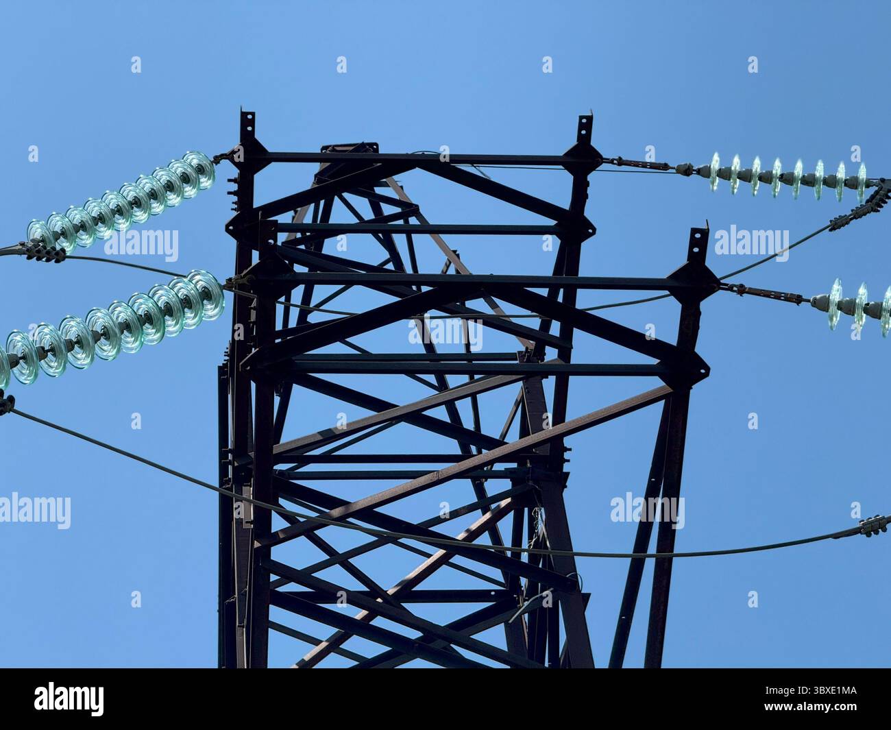 High Voltage Transmission Tower with Glass Insulators, Industrial ...