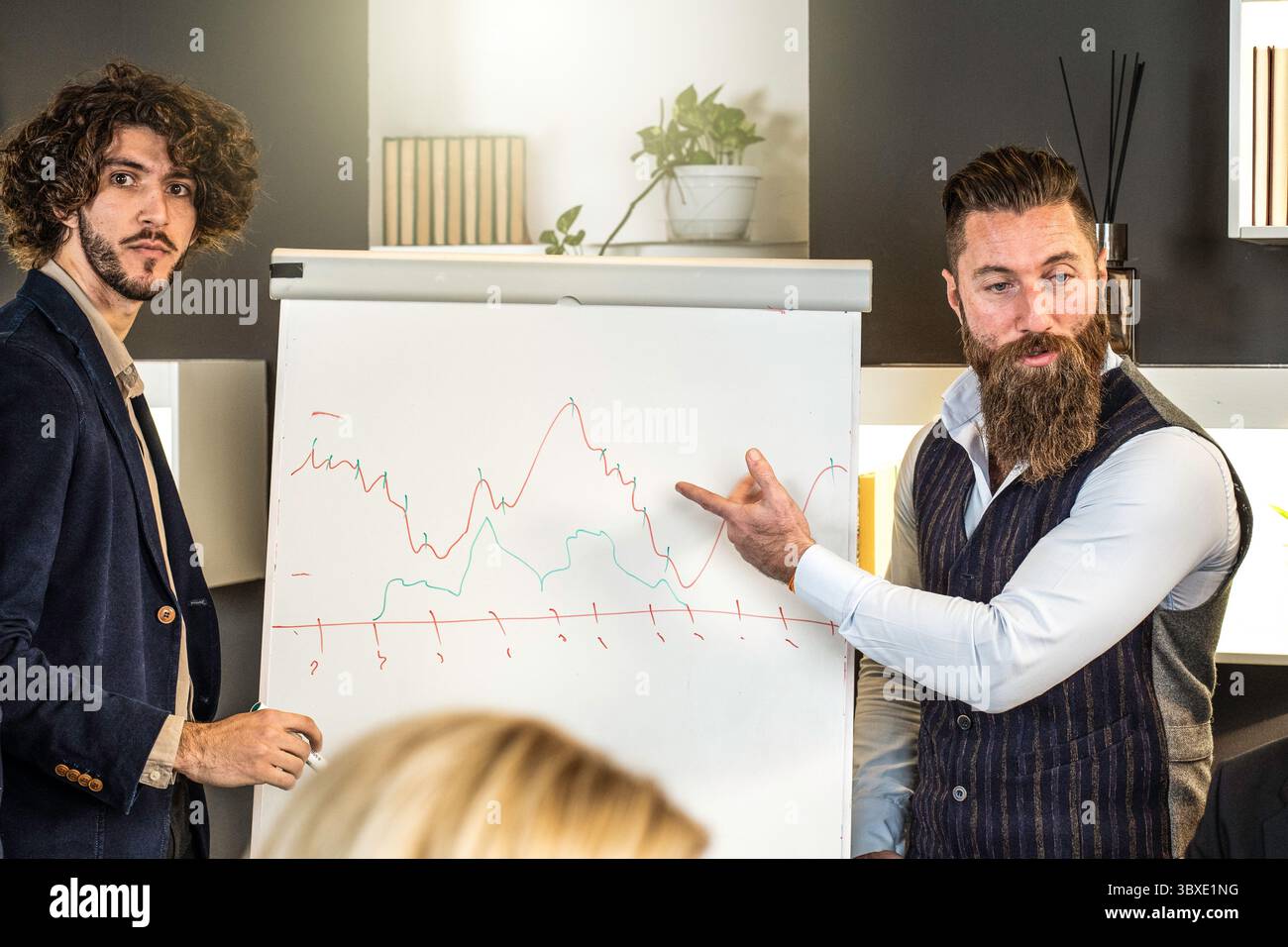 Two businessmen analyzing line hi-res stock photography and images - Alamy
