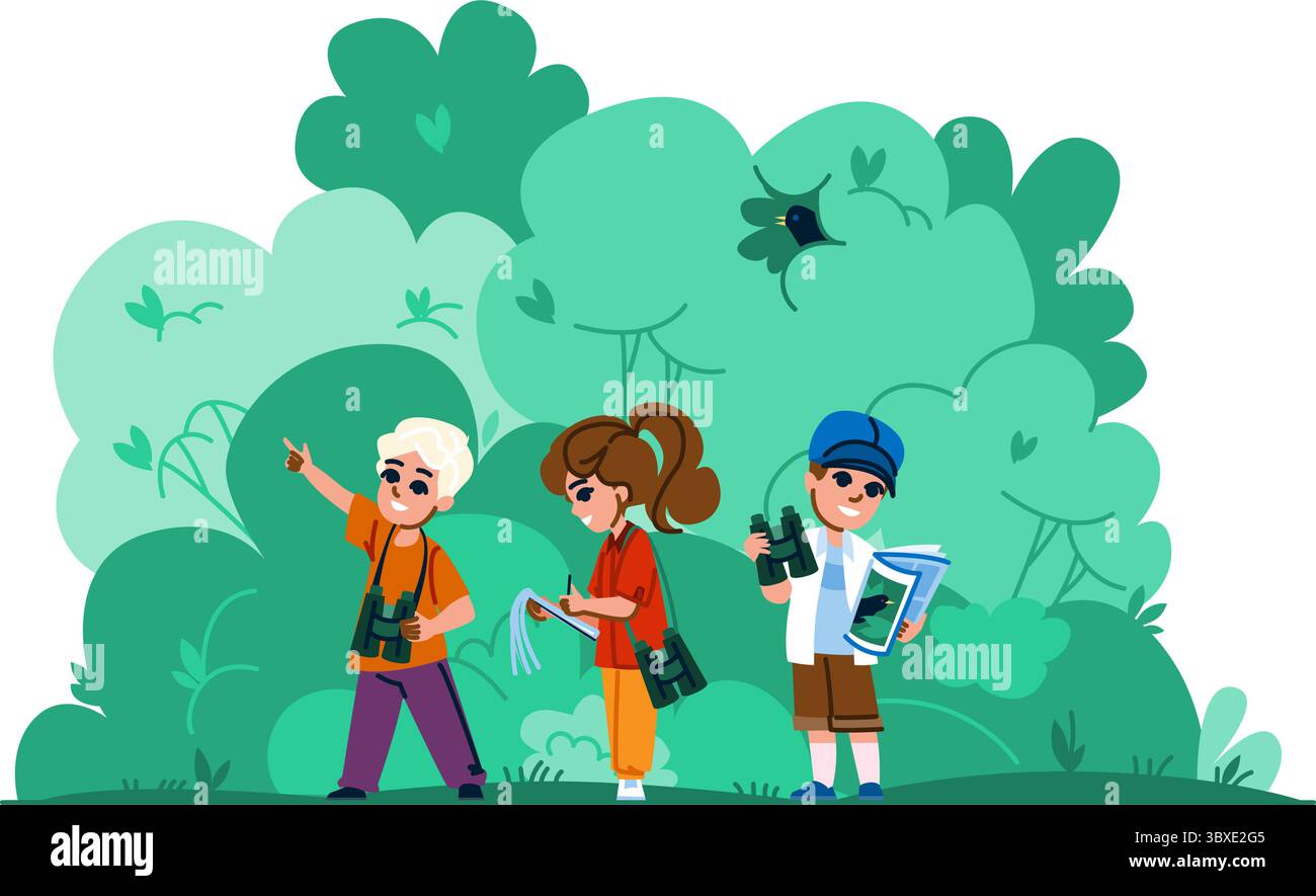 bird watching hobby kid vector Stock Vector Image & Art - Alamy