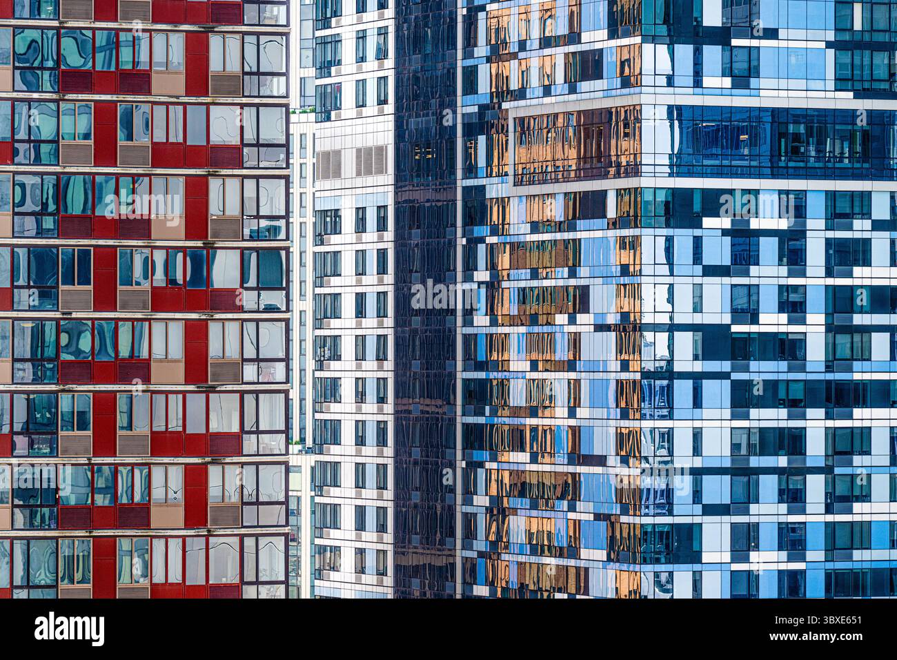 New York City apartment building exterior in Brooklyn - red white and ...