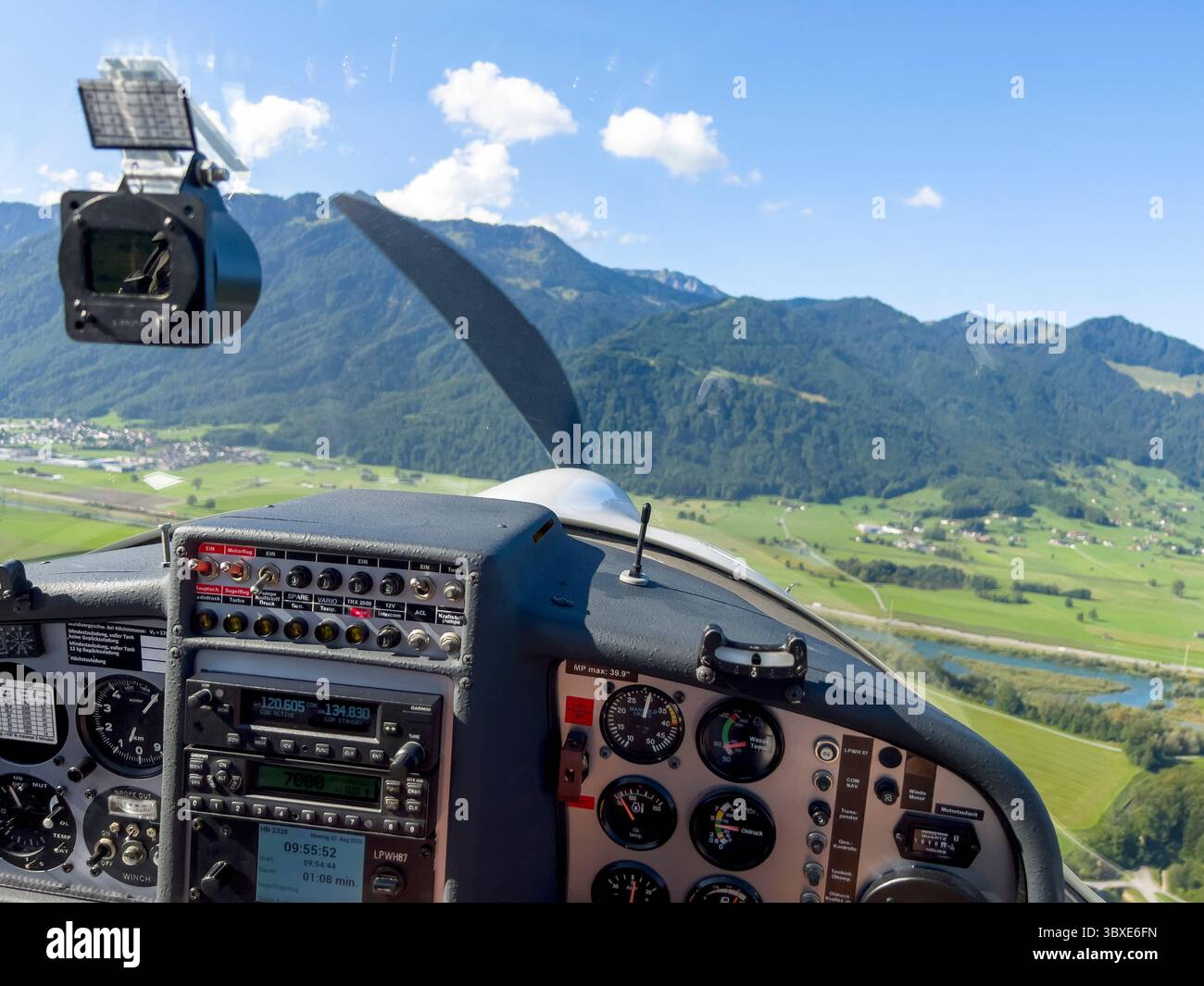 The view from the cockpit over the nature of Switzerland Stock Photo ...
