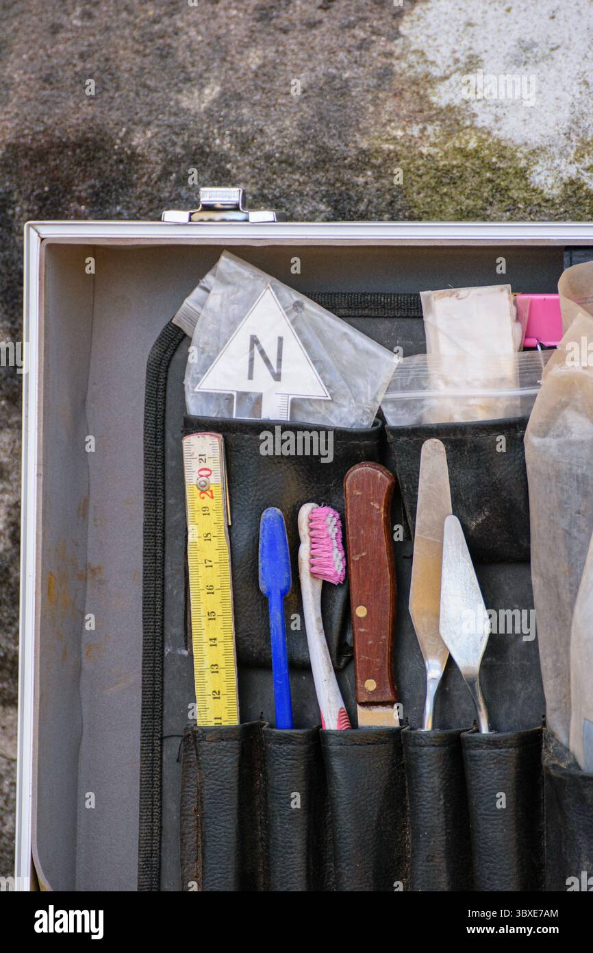 Professional archaeology tool kit for excavation and discovery Stock ...