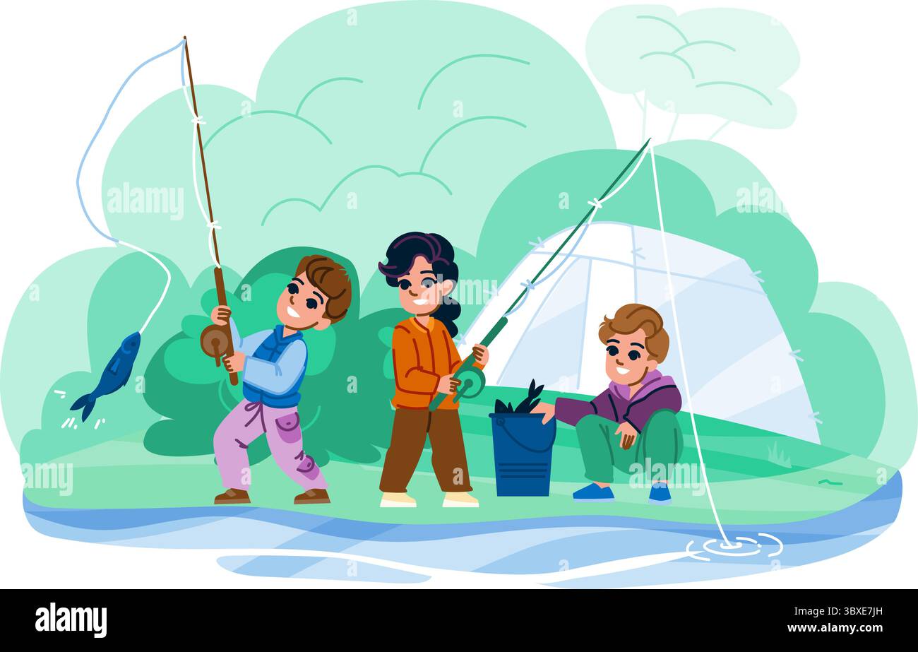 rod fishing hobby kid vector Stock Vector Image & Art - Alamy