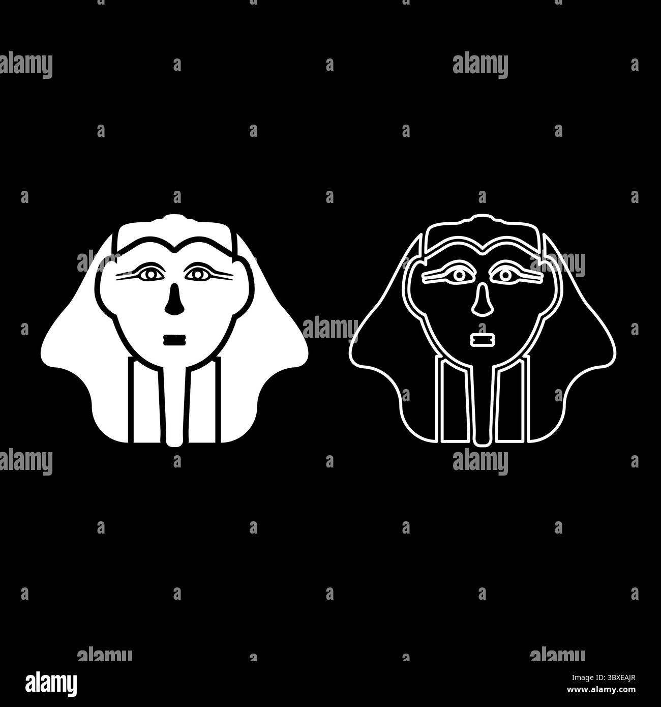 Head pharaoh cop faro mask set icon white color vector illustration ...