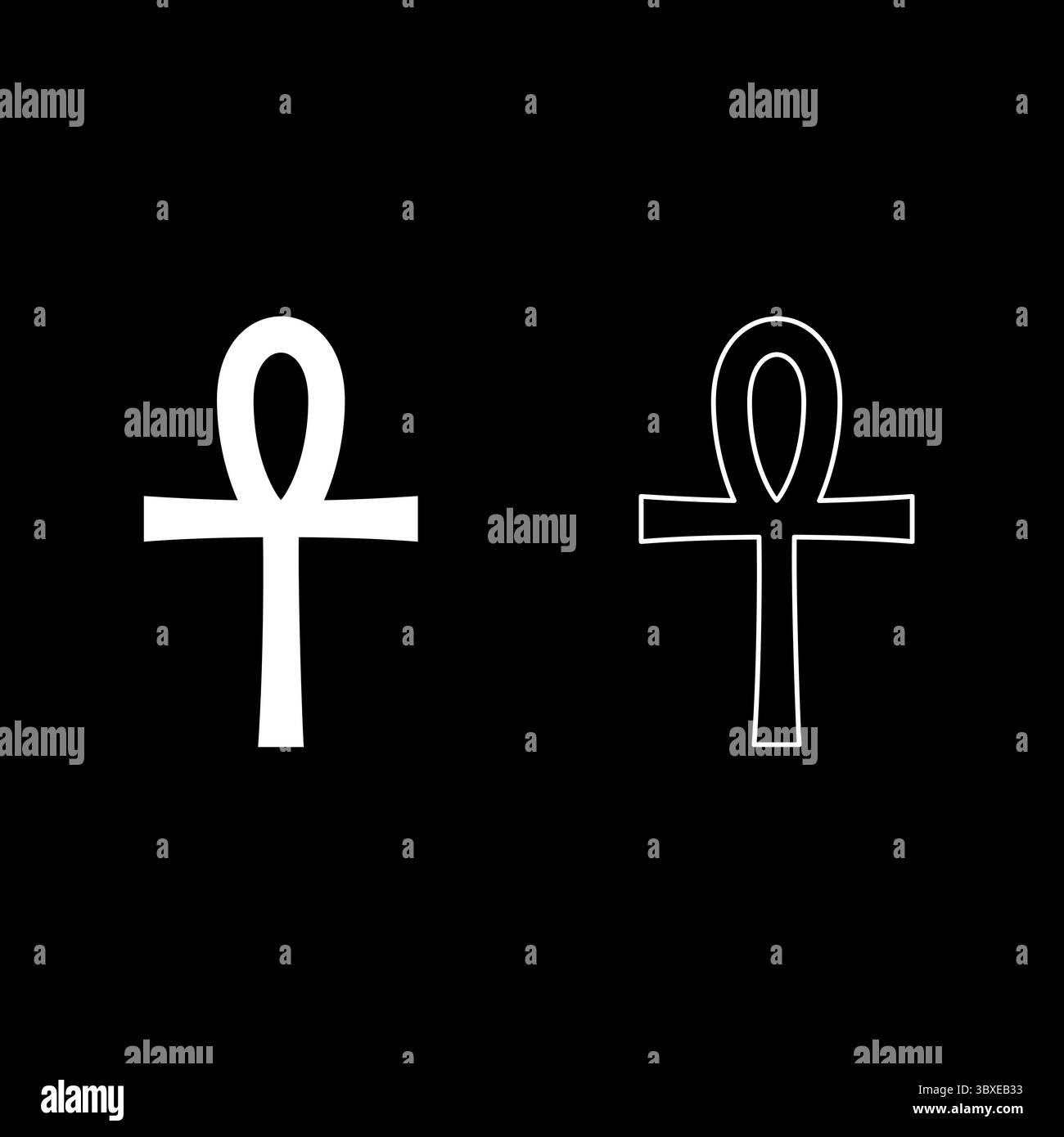 Coptic cross Ankh ancient Egyptian religious symbol set icon white ...