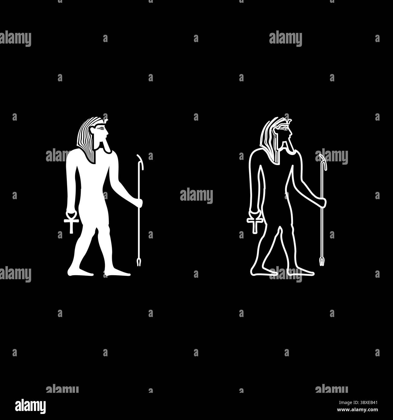 Egypt pharaoh Tutankhamen King Tut set icon white color vector ...