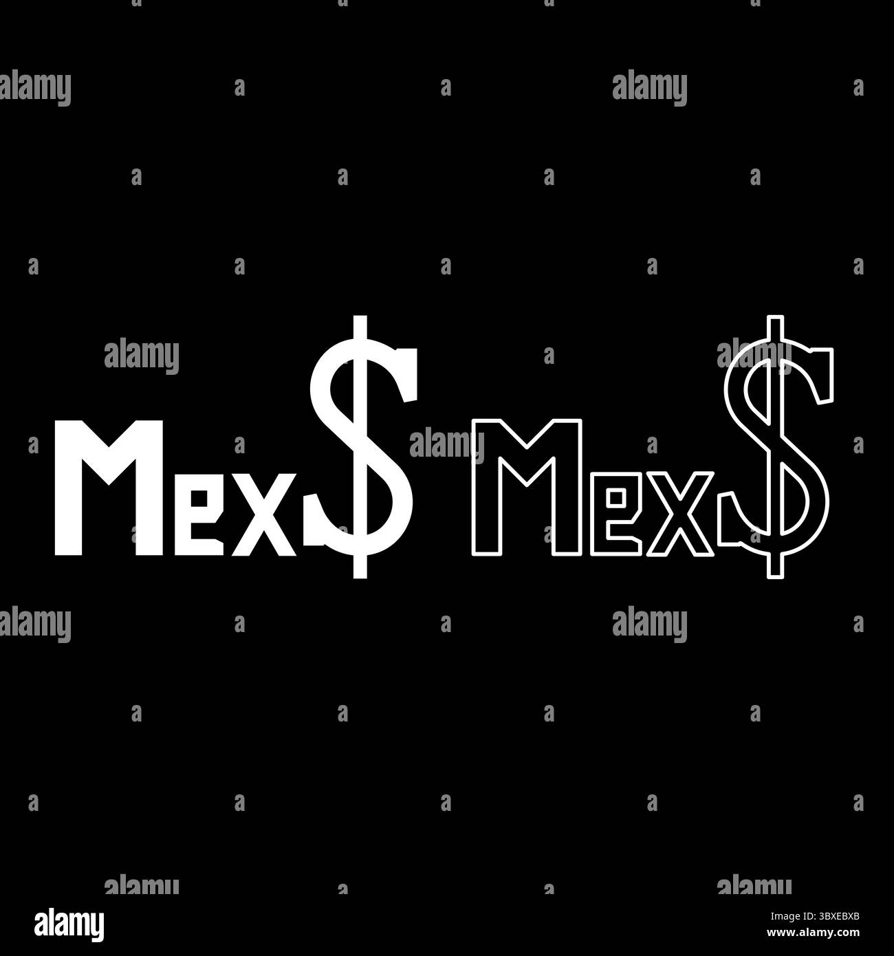Mexico peso Currency MXN Mexican pesos dollar money set icon white ...