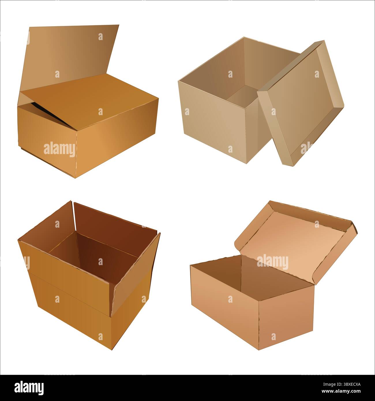 3D Three Square Paper Boxes with Caution Icons B Stock Vector Image ...