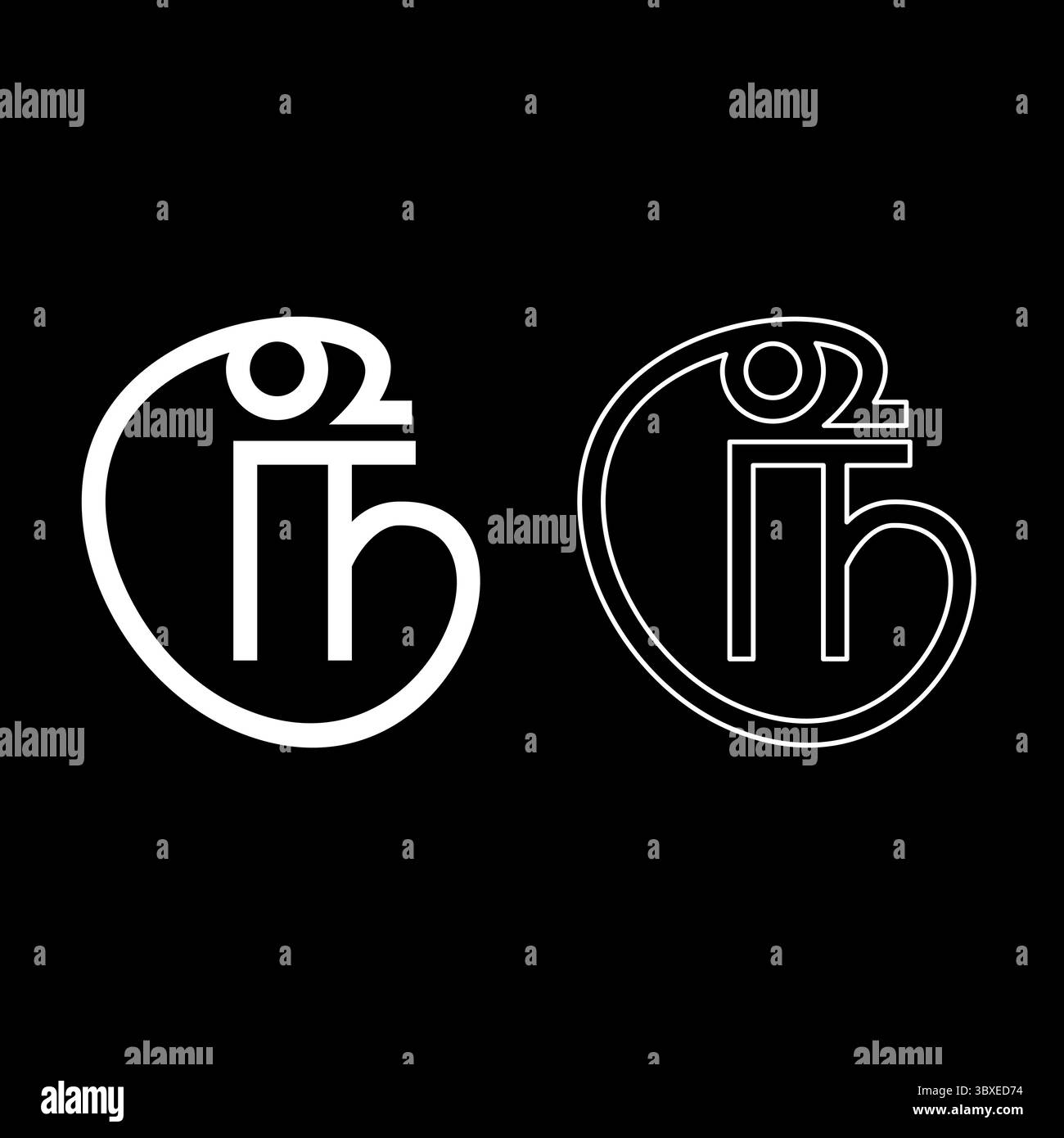 Tamil rupee sign Sri Lanka currency symbol set icon white color vector ...