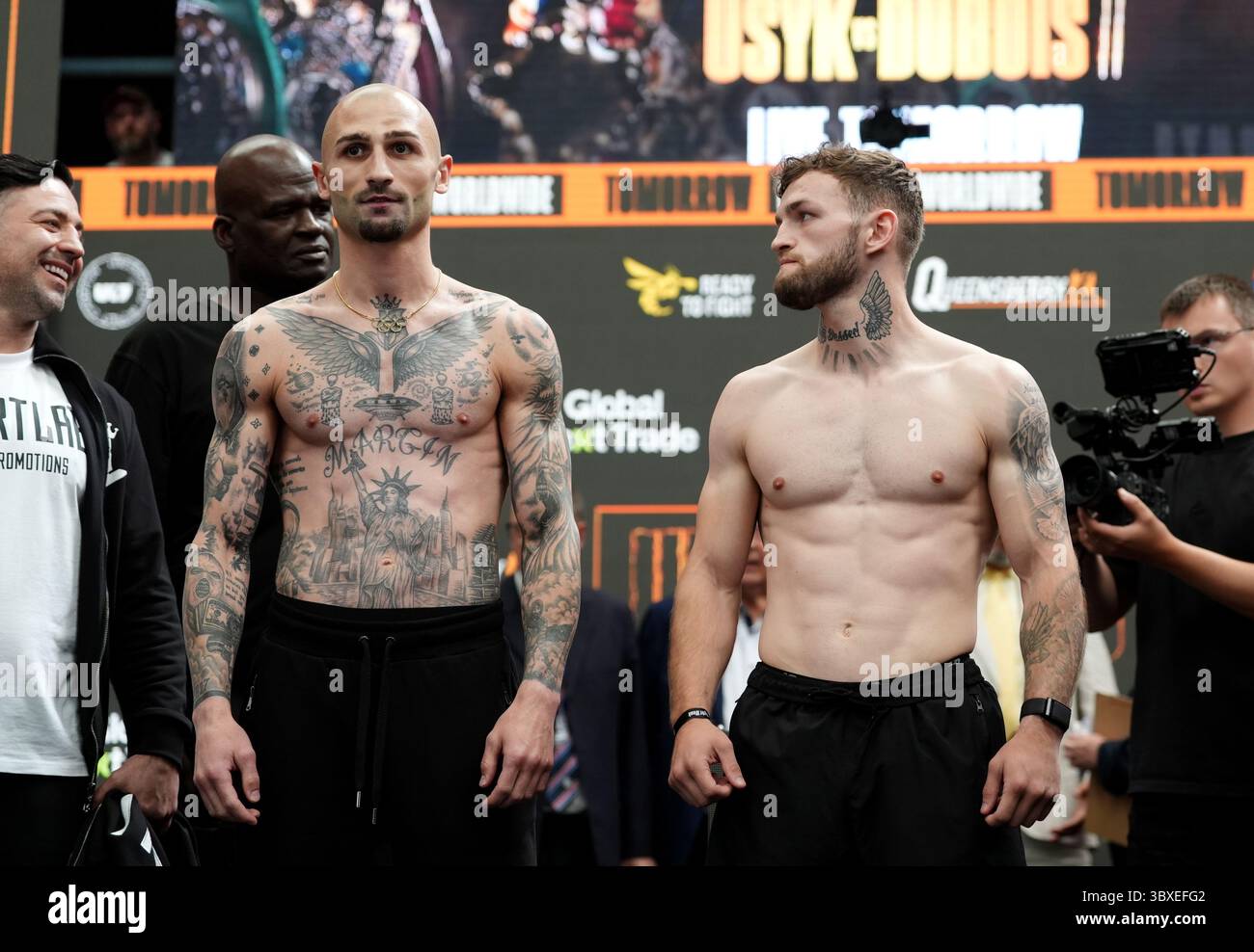James Francis (right) and Lasha Guruli (left) during the weigh-in at ...