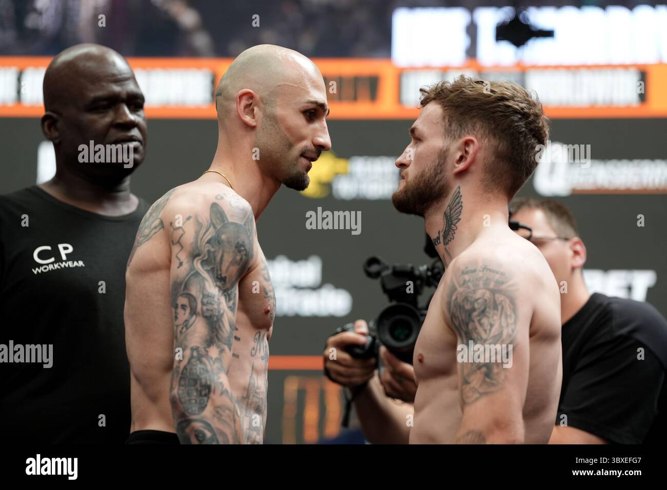 James Francis (right) and Lasha Guruli (left) during the weigh-in at ...