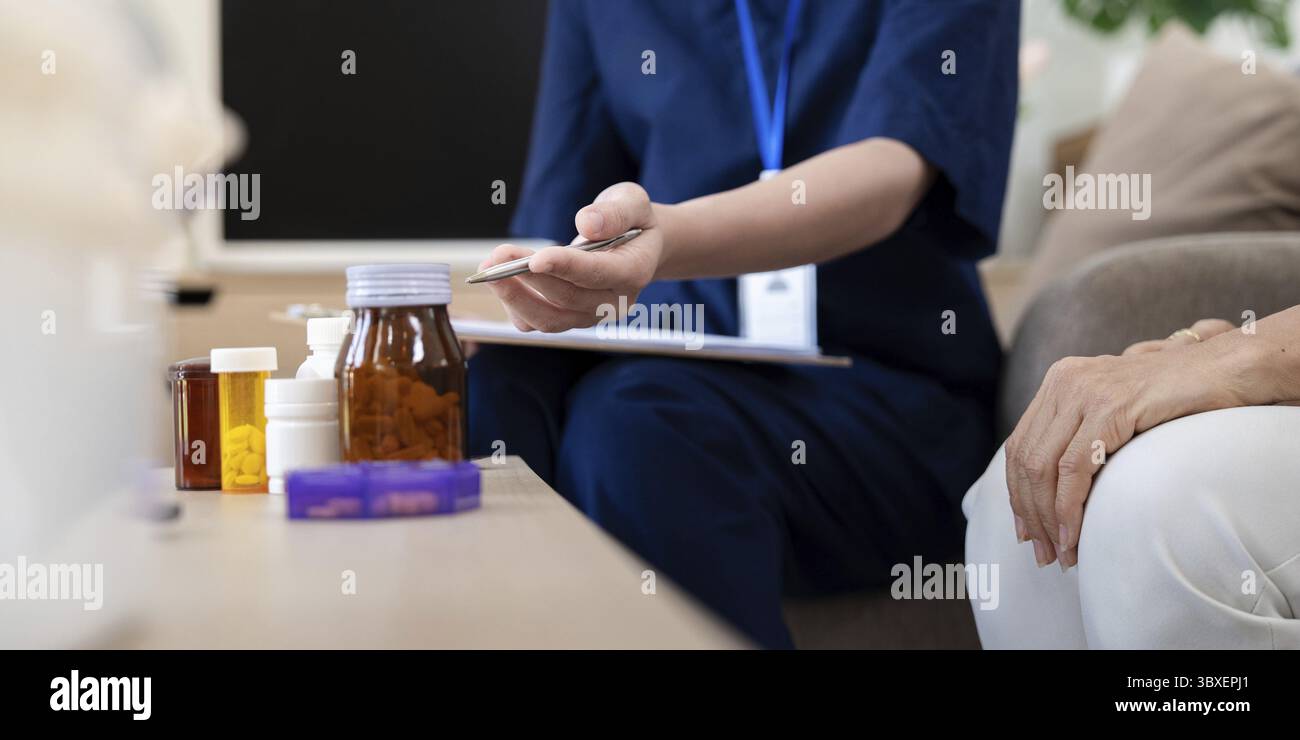 A caregiver provides clear instructions on medication dosage to an ...