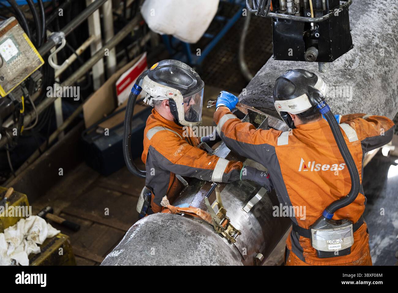 NORTH SEA - Offshore work on pipelay vessel Lorelay. A CO2 transport ...
