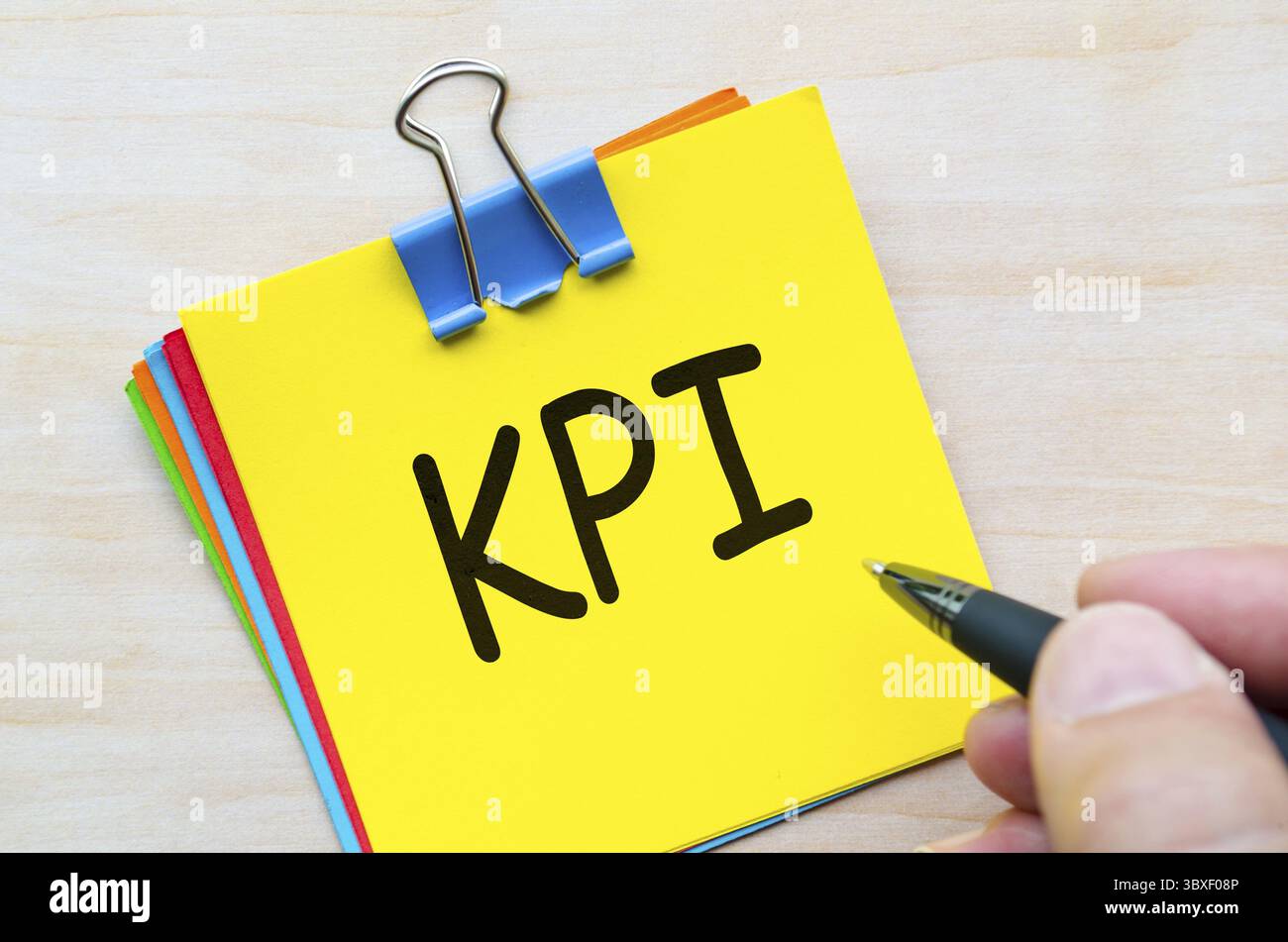 Key Performance Indicator text on yellow notepad. KPI concept Stock ...