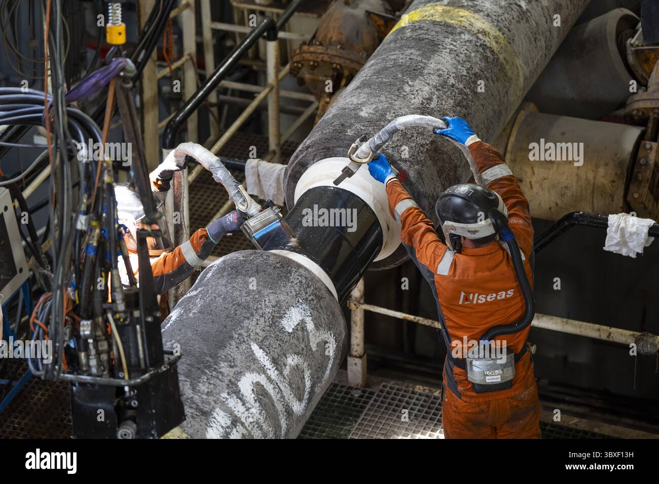 NORTH SEA - Offshore work on pipelay vessel Lorelay. A CO2 transport ...