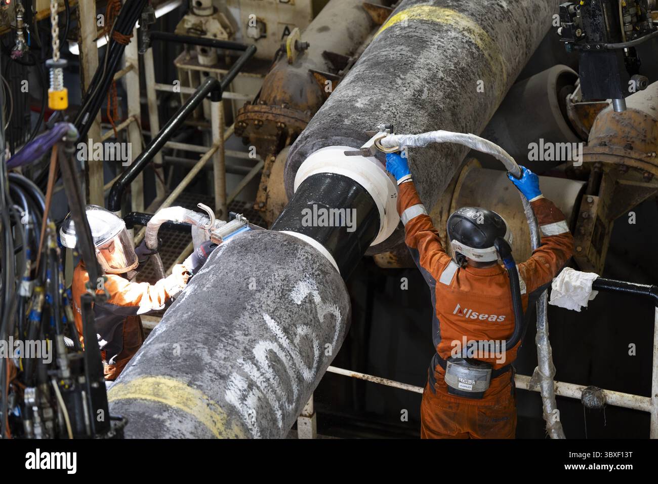 NORTH SEA - Offshore work on pipelay vessel Lorelay. A CO2 transport ...