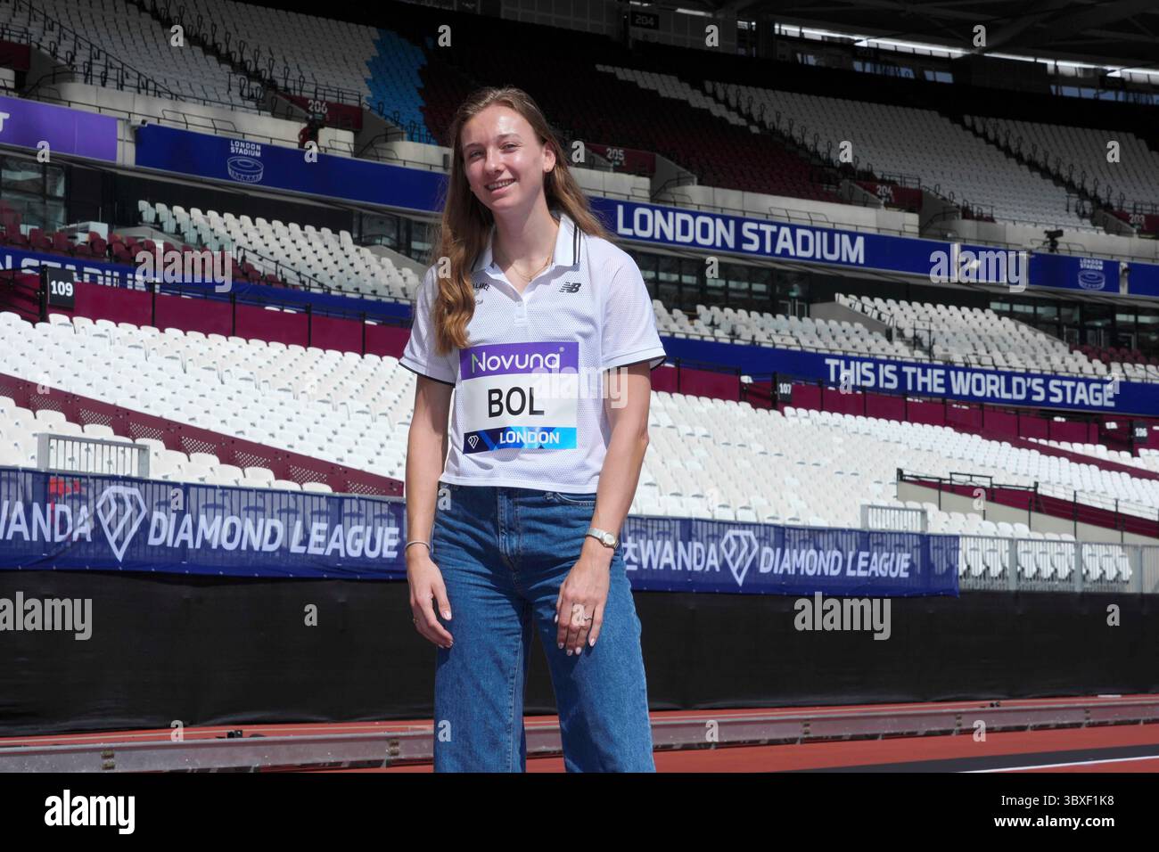 Femke Bol (NED) poses during London Athletics Meet press conference at ...