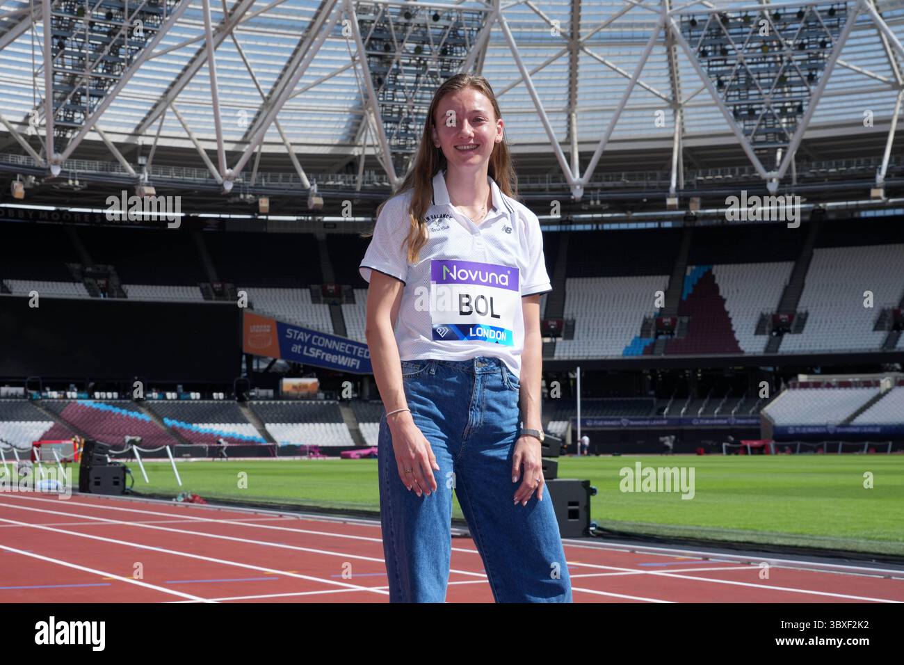 Femke Bol (NED) poses during London Athletics Meet press conference at ...