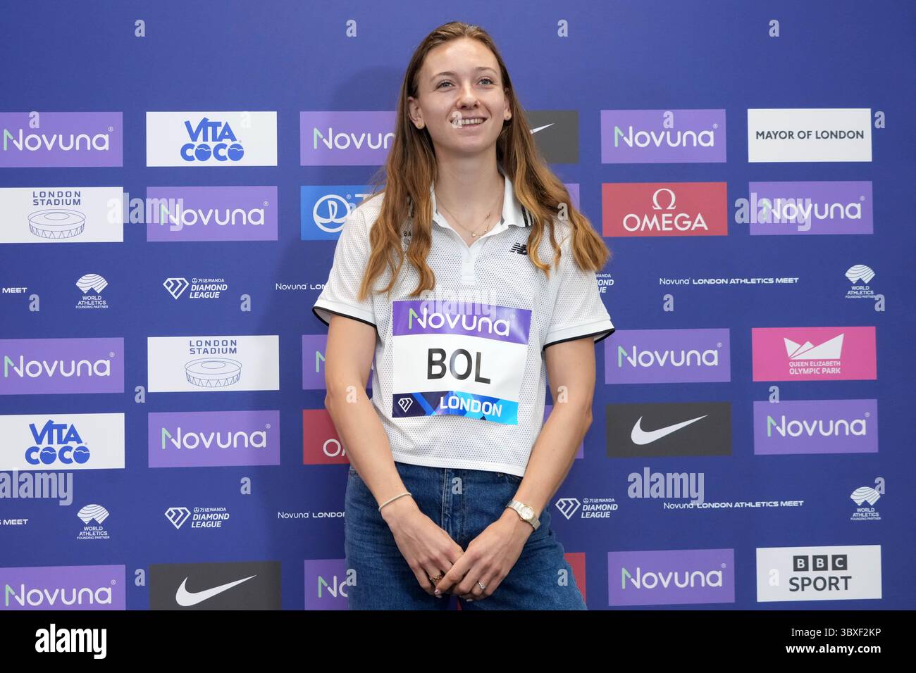 Femke Bol (NED) poses during London Athletics Meet press conference at ...