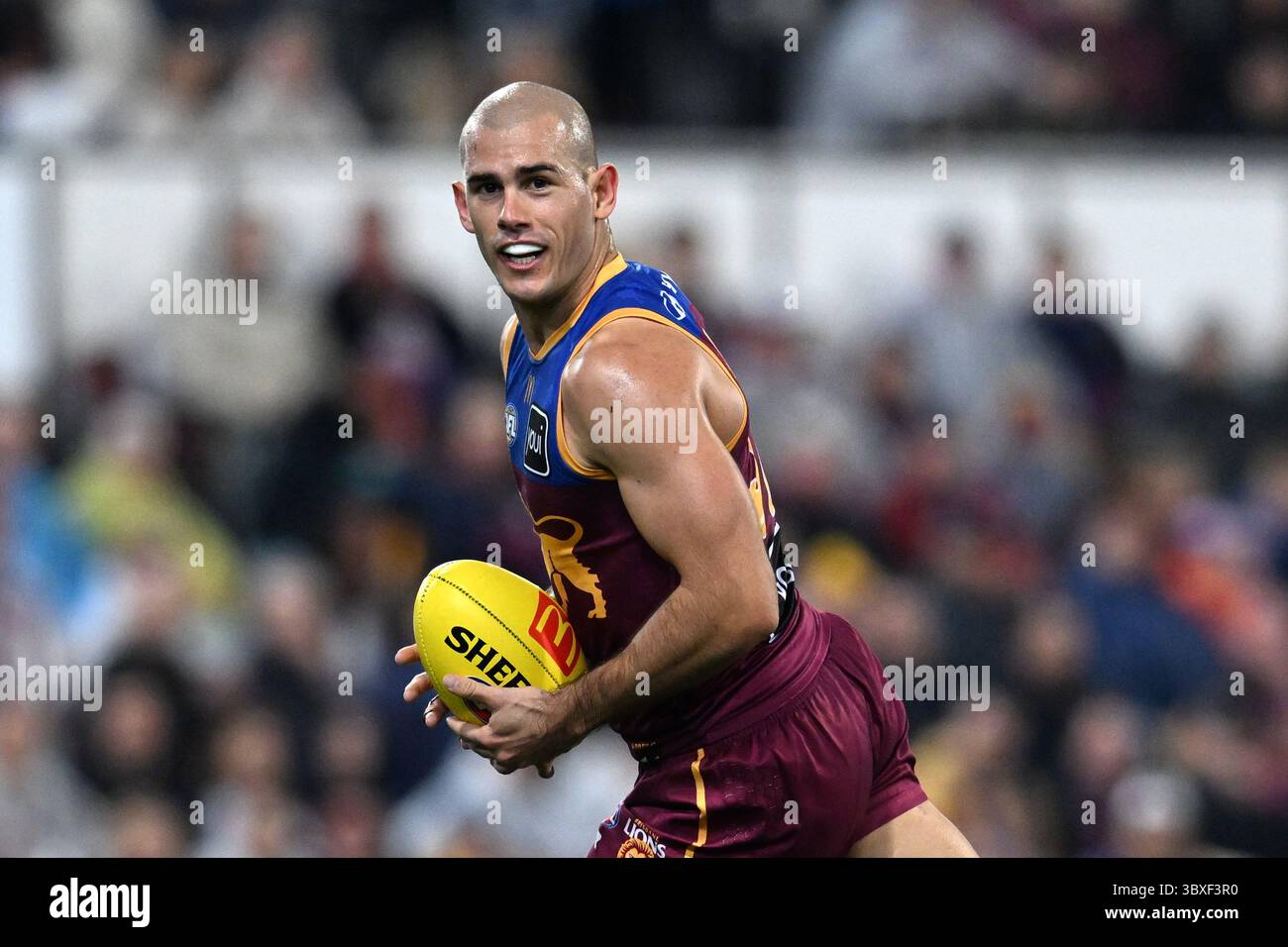 Brandon Starcevich of the Lions in action during the AFL Round 19 match ...