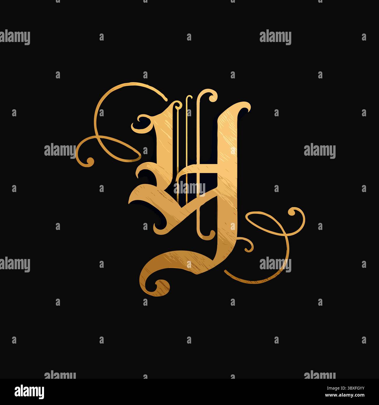 Monochrome Gold Vector Alphabet Letters Set Stock Vector Image & Art ...