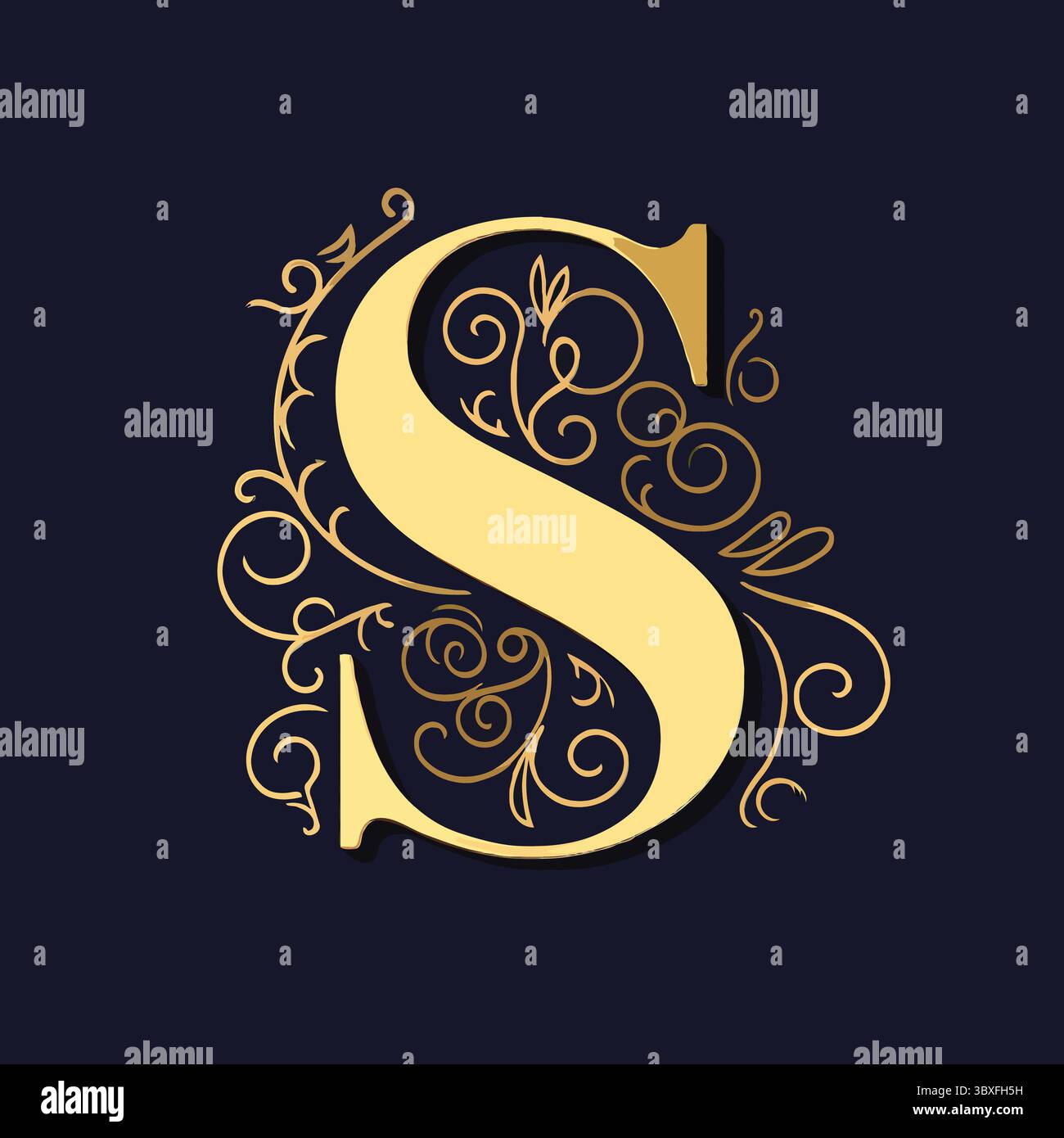 Monochrome Gold Vector Alphabet Letters Set Stock Vector Image & Art ...