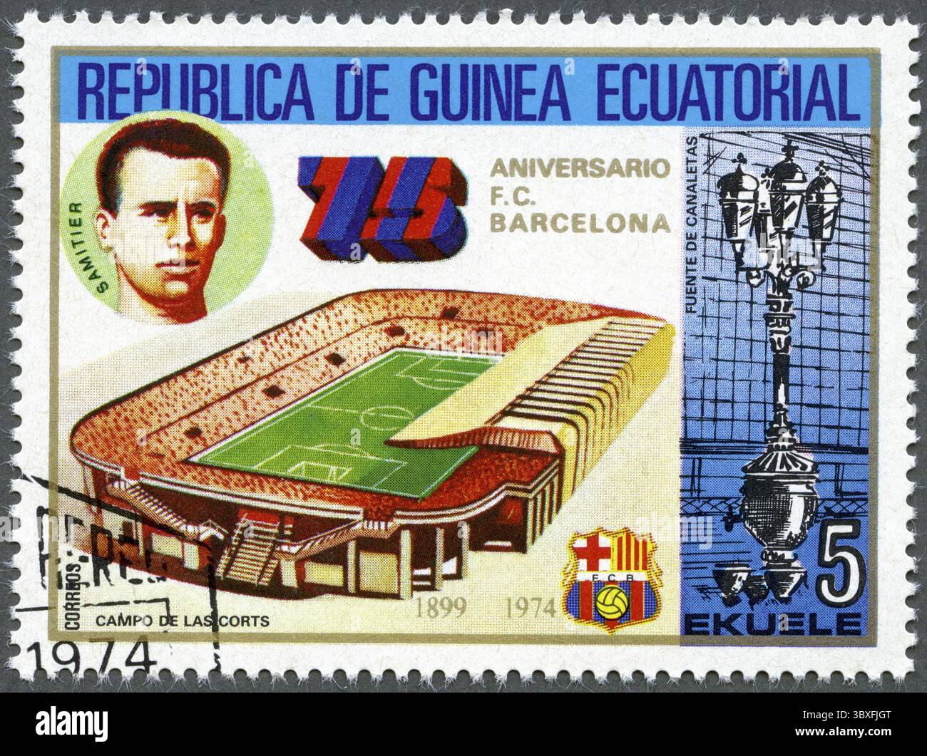 EQUATORIAL GUINEA - CIRCA 1974: A stamp printed in Equatorial Guinea ...
