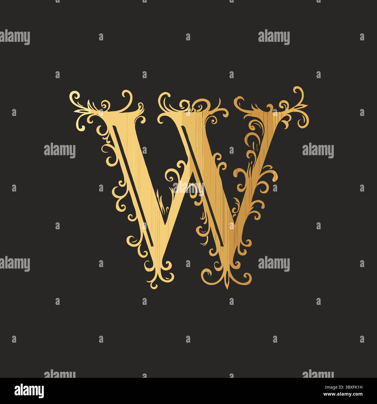 Monochrome Gold Vector Alphabet Letters Set Stock Vector Image & Art ...