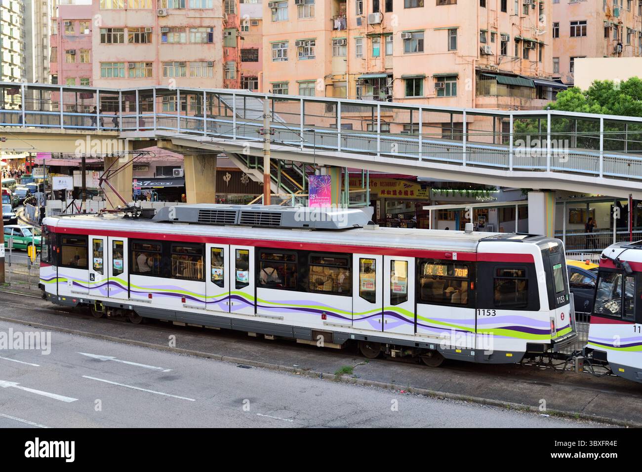 Light Rail tram running in Yuen Long Distrct, Hong Kong Stock Photo - Alamy