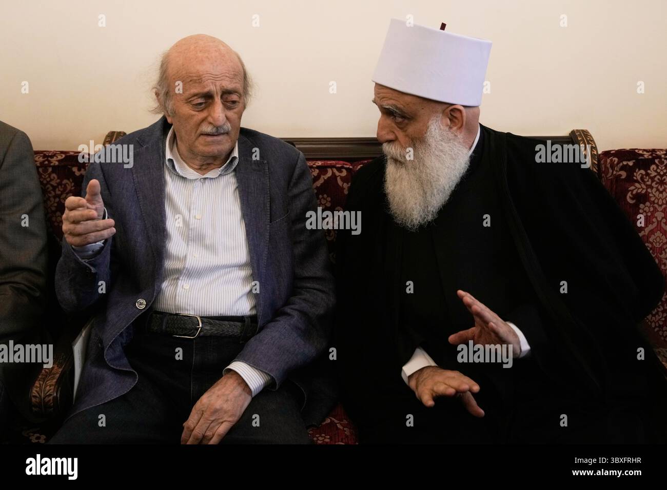 Walid Jumblatt, left, the political leader of Lebanon's minority Druze ...