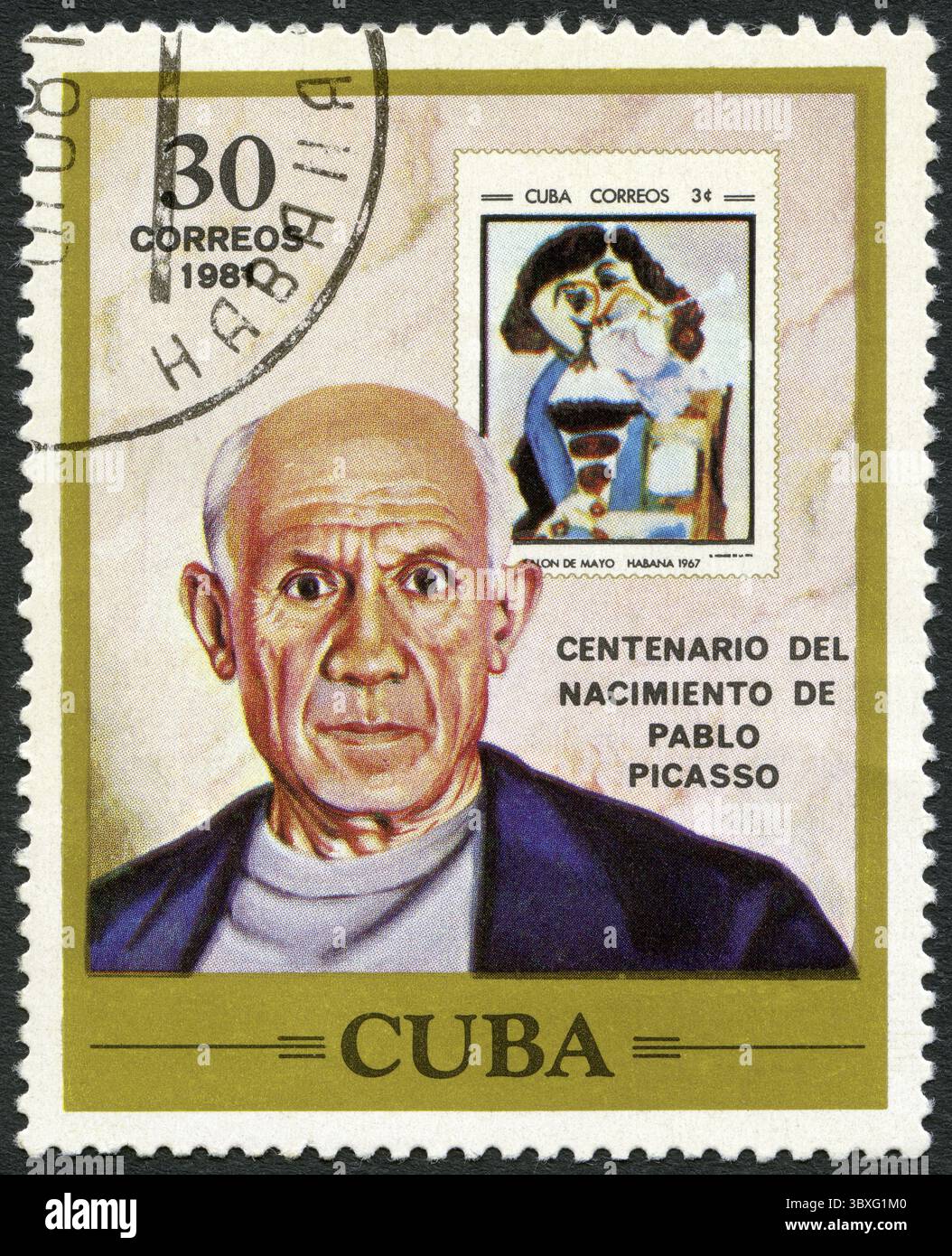 CUBA - CIRCA 1981: A stamp printed in Cuba shows Pablo Picasso (1881 ...
