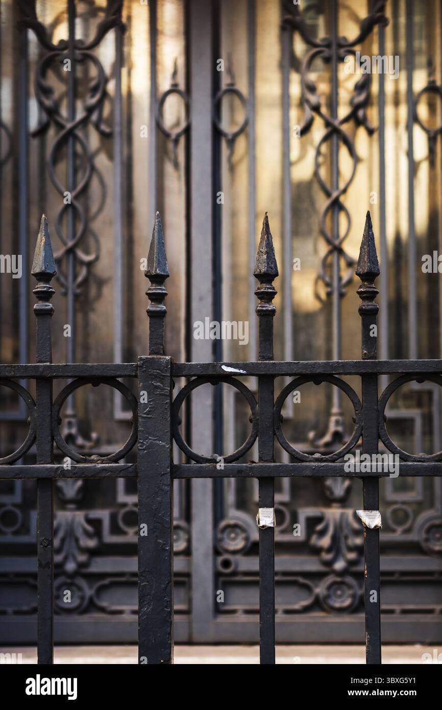 Wrought iron entrance gate in Paris Stock Photo - Alamy