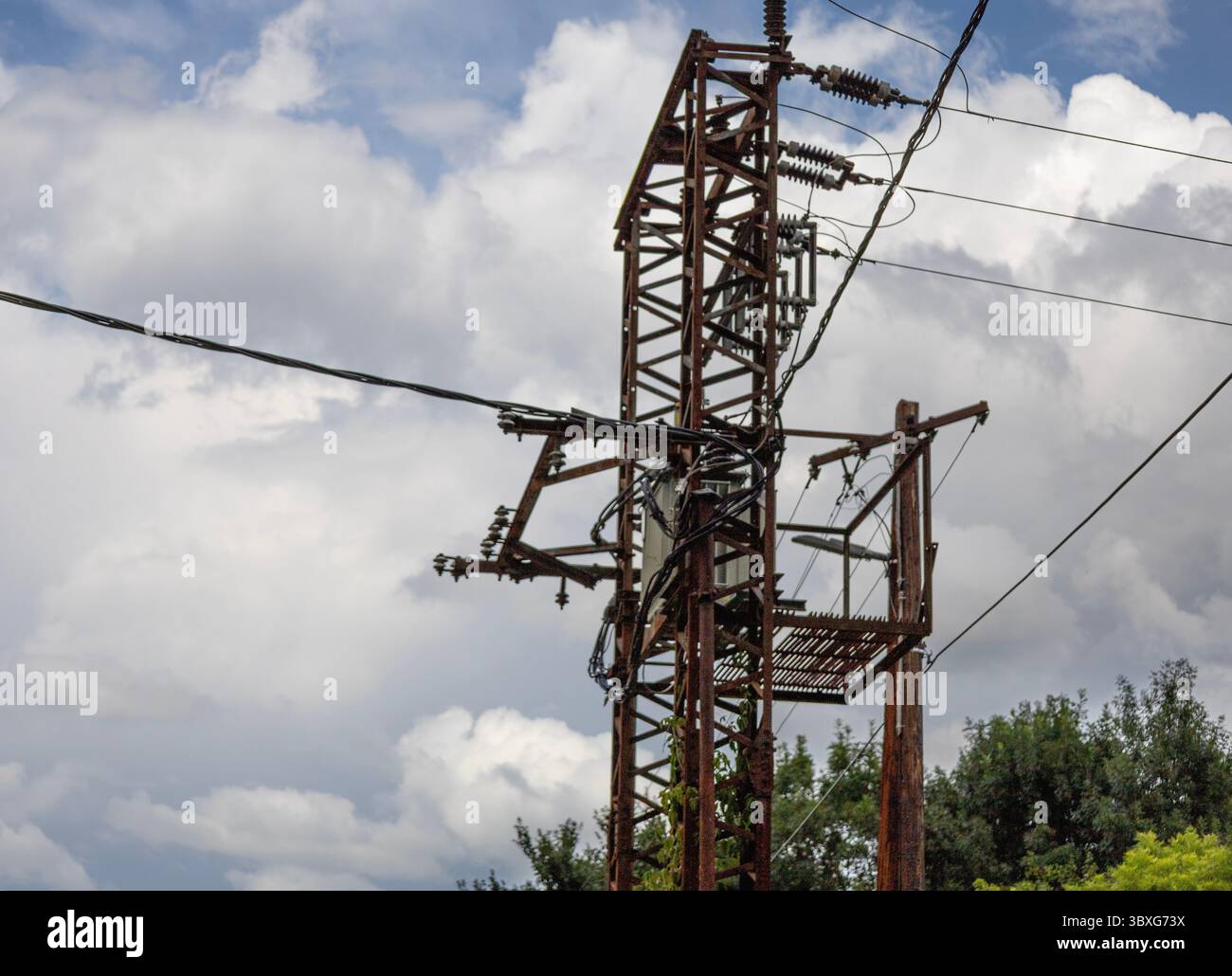 An old transformer house still in operation today, towering above the ...