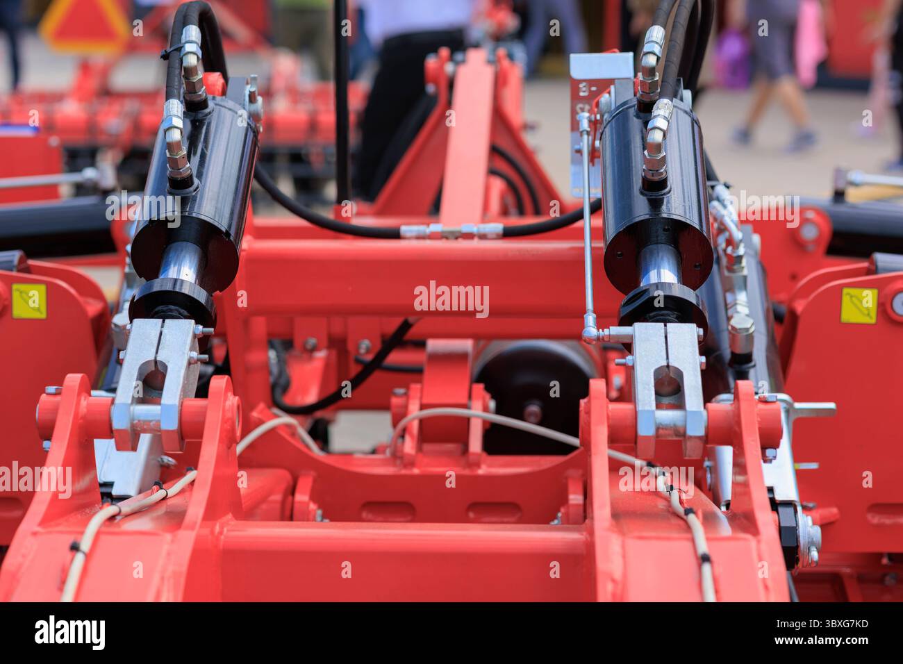 Hydraulic mechanisms of agricultural machines and equipment Stock Photo ...
